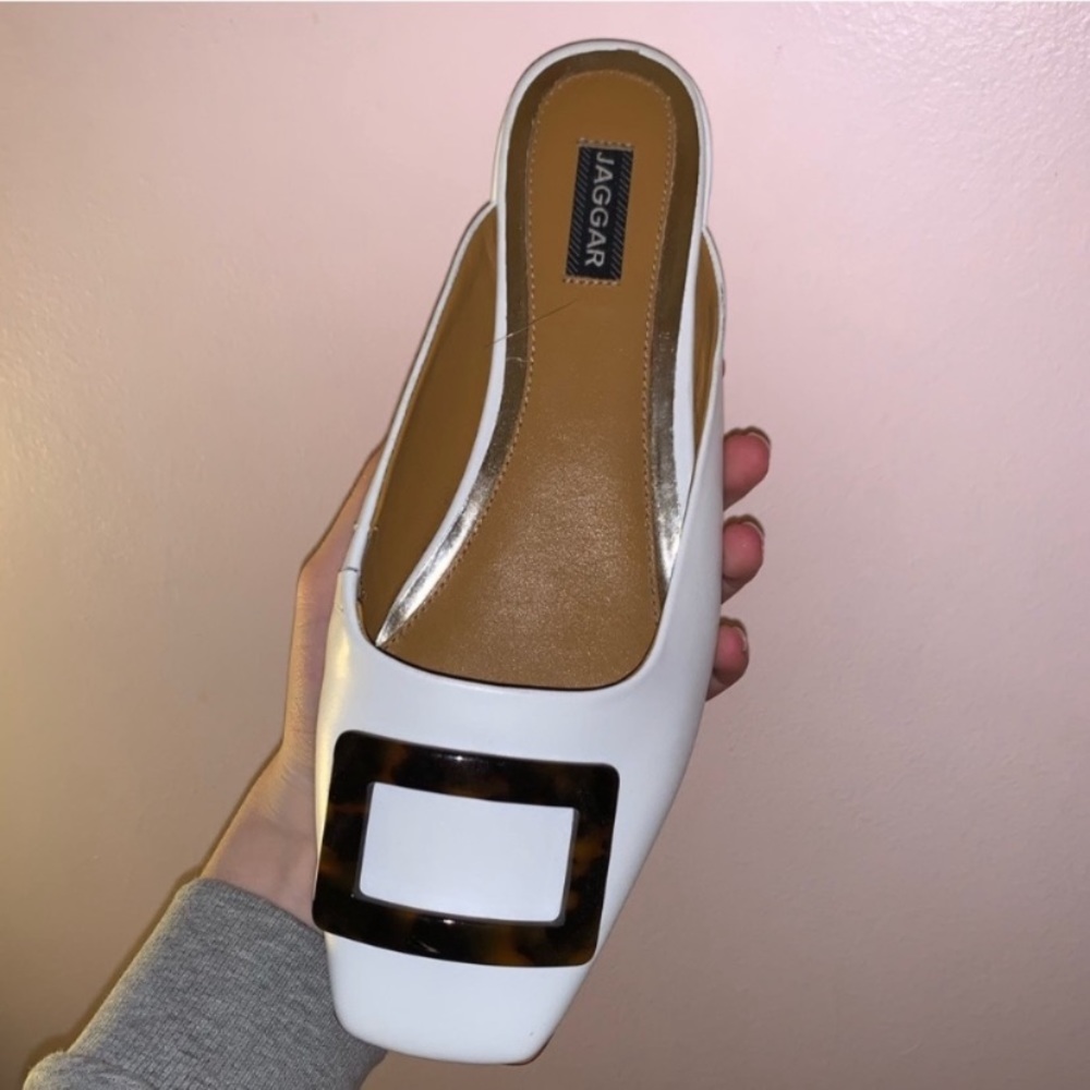Jaggar Crown Leather Mule In Ivory ! - Gem